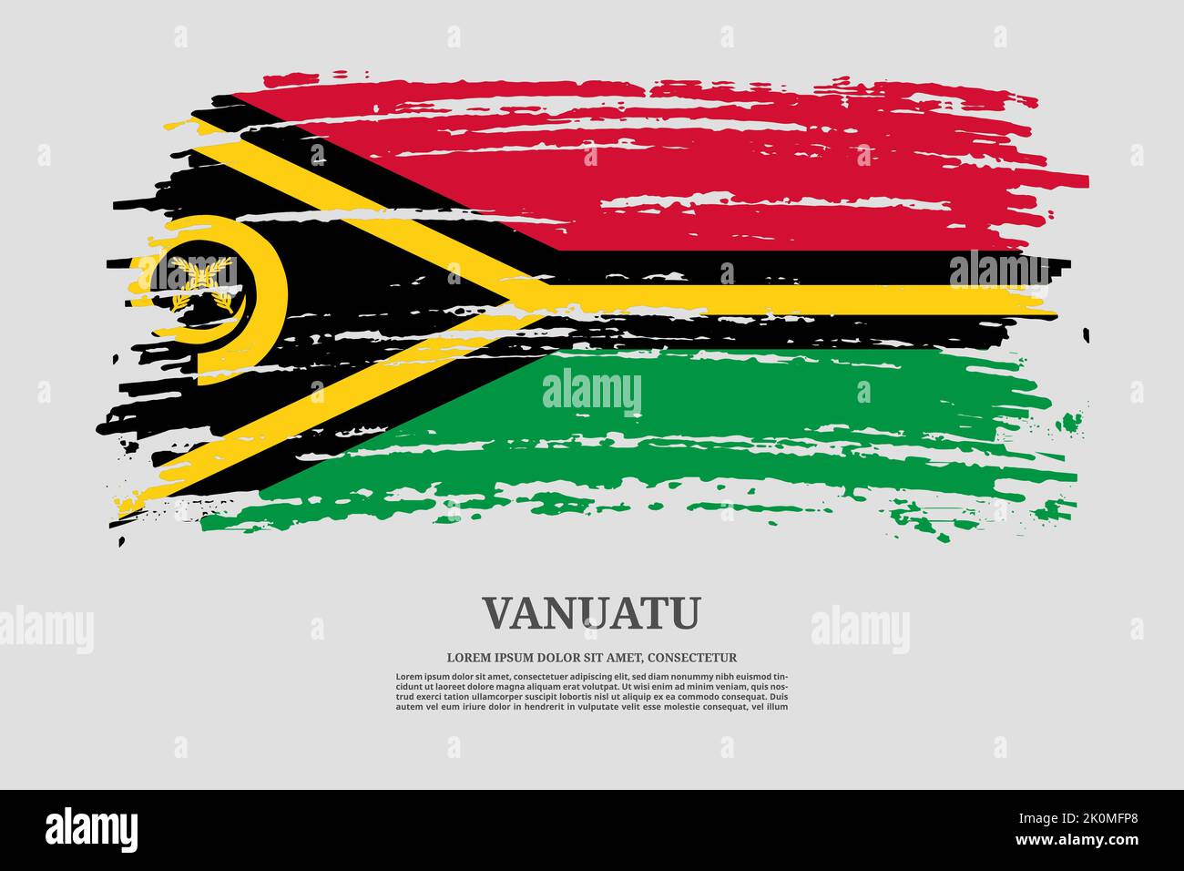 Vanuatu flag with brush stroke effect and information text poster ...