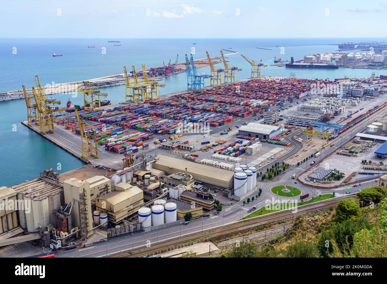 Barcelona Harbor, Spain, August, 25, 2022: Barcelona's container and ...