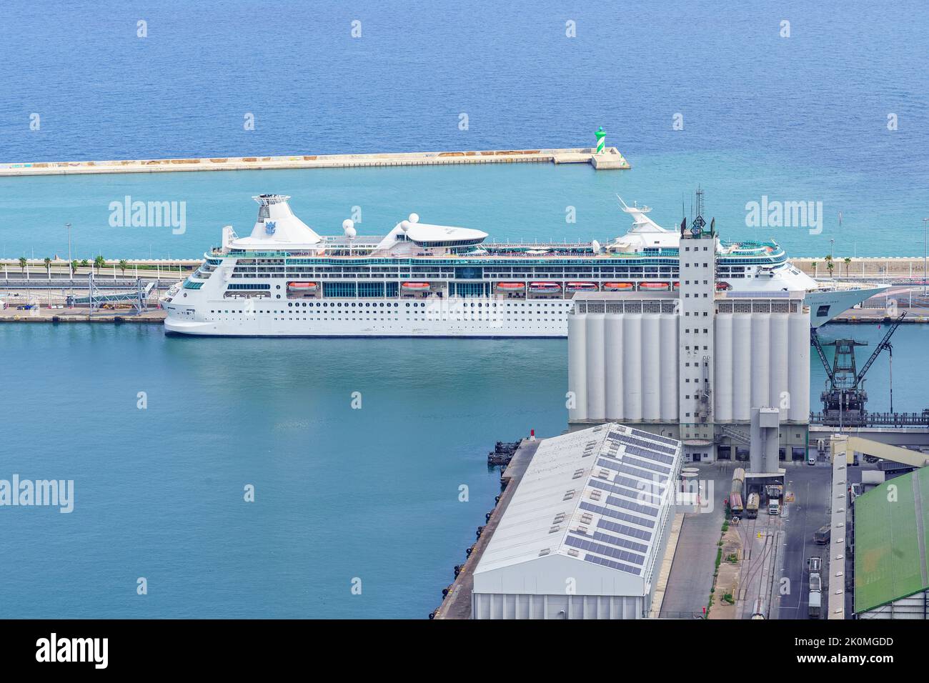 Barcelona Harbor, Spain, August, 25, 2022: Passenger cruise ship docked ...