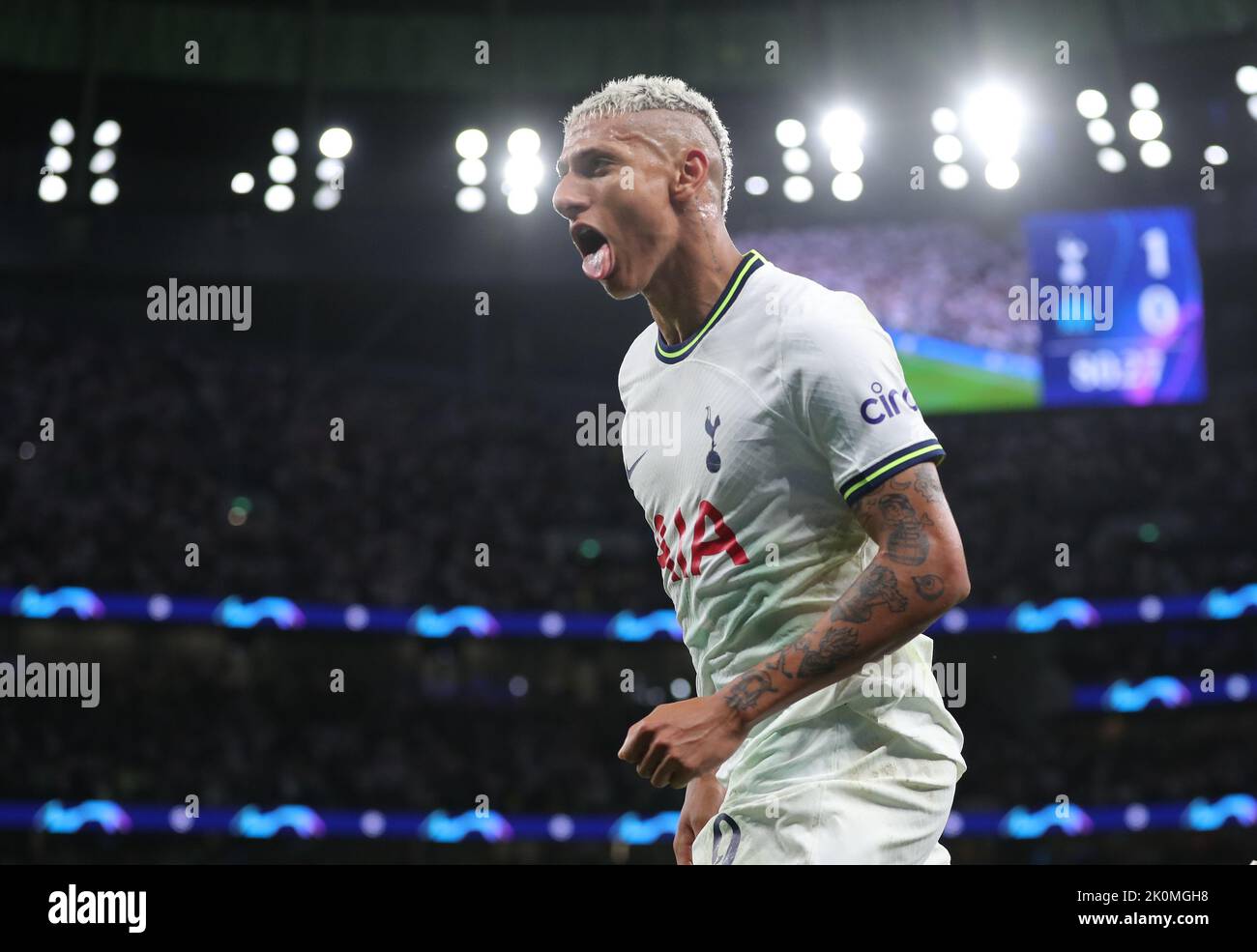 Richarlison of Tottenham Hotspur celebrates scoring his sides second ...