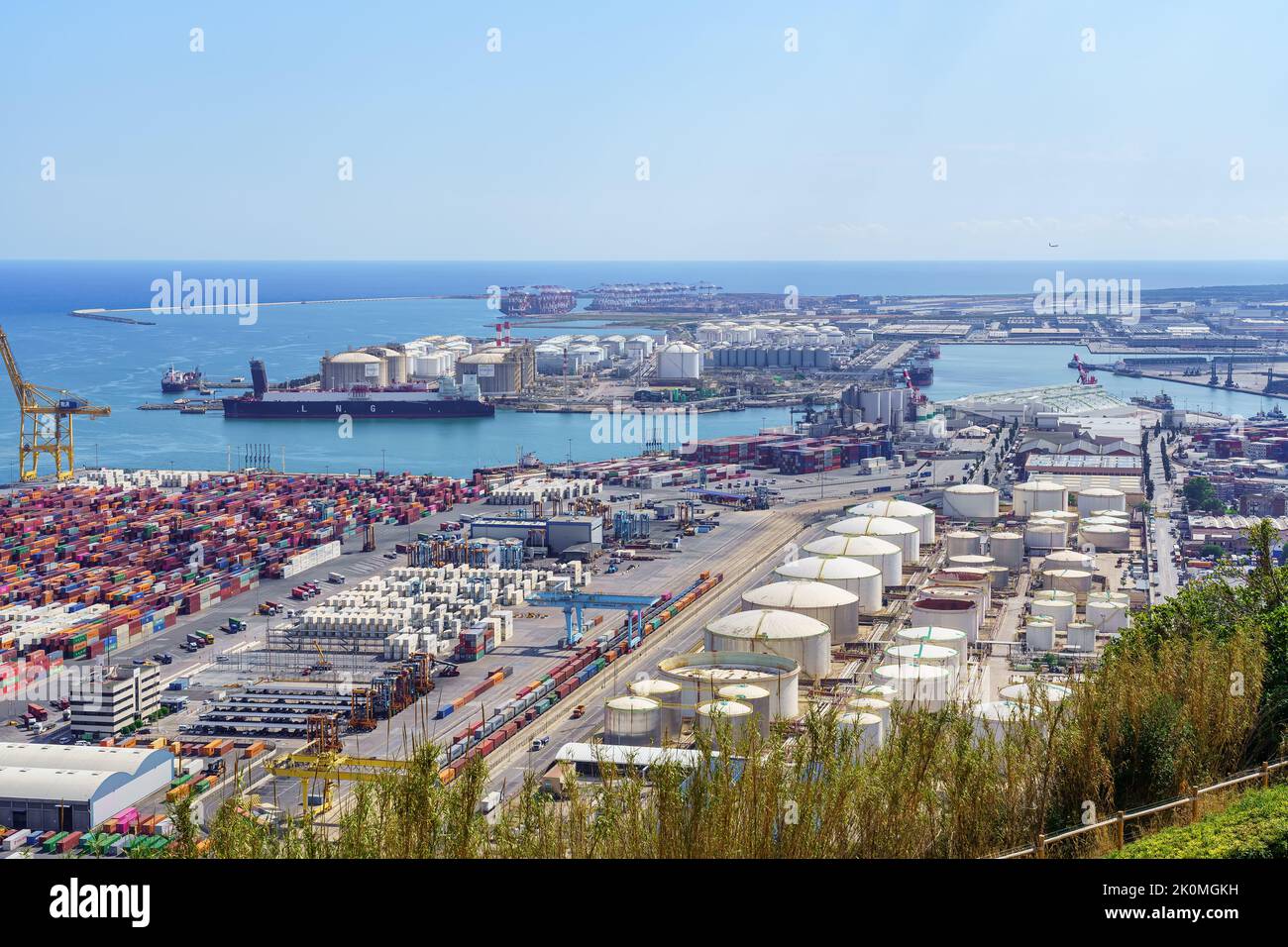 Barcelona Harbor, Spain, August, 25, 2022: Panoramic view of the port ...