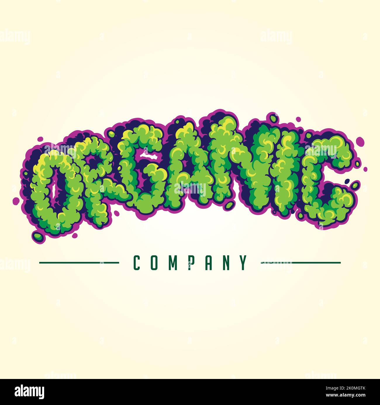 Weed organic smoke effect words lettering illustration vector ...