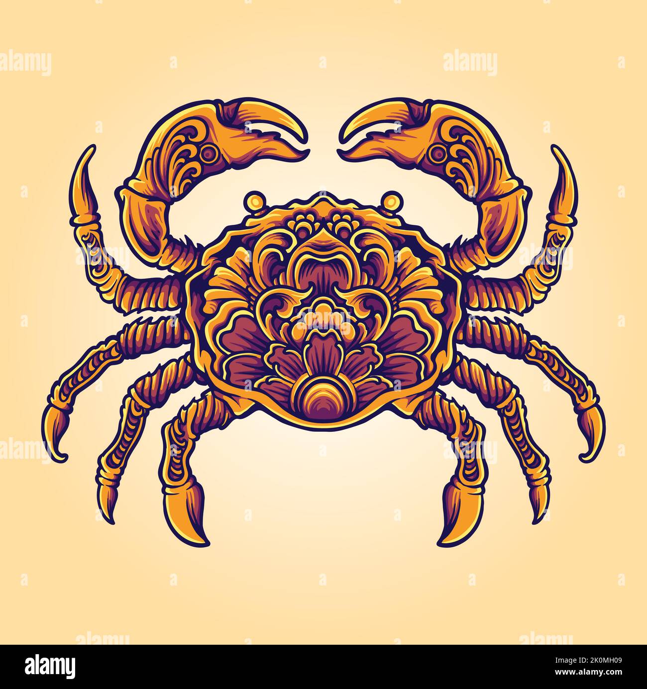 Vintage elegant crab ornaments illustration vector illustrations for ...