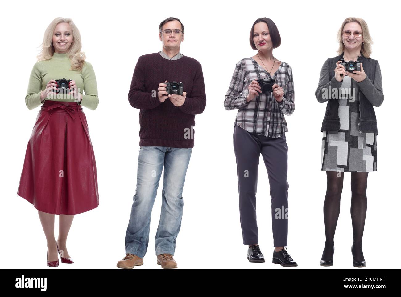 collage of professional photographers in full length isolated Stock ...