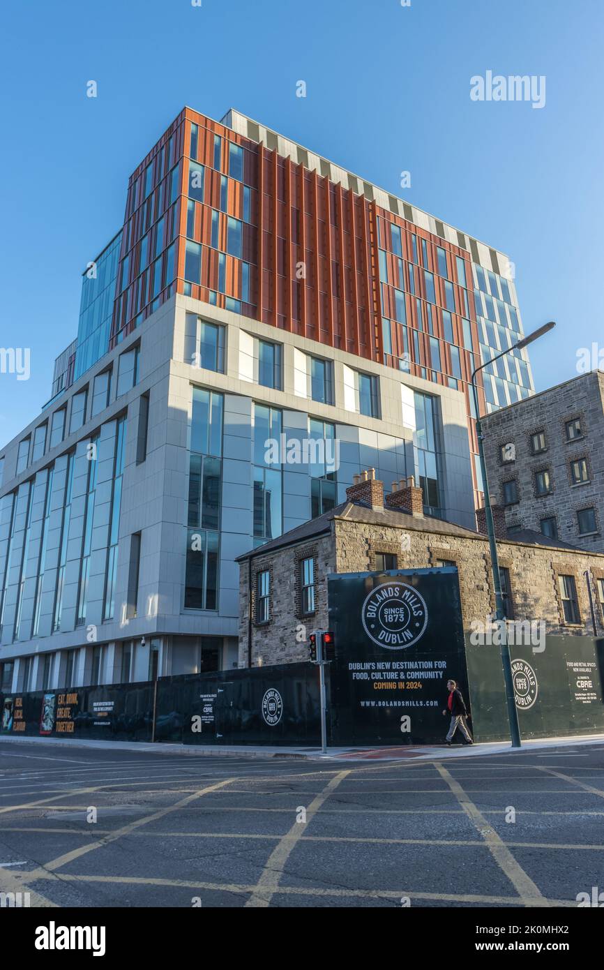 A vertical shot of buildings with Grand Canal Dock apartments made by ...