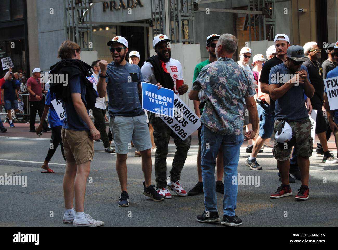 New York City, New York, USA - September 10 2022: Union workers ...