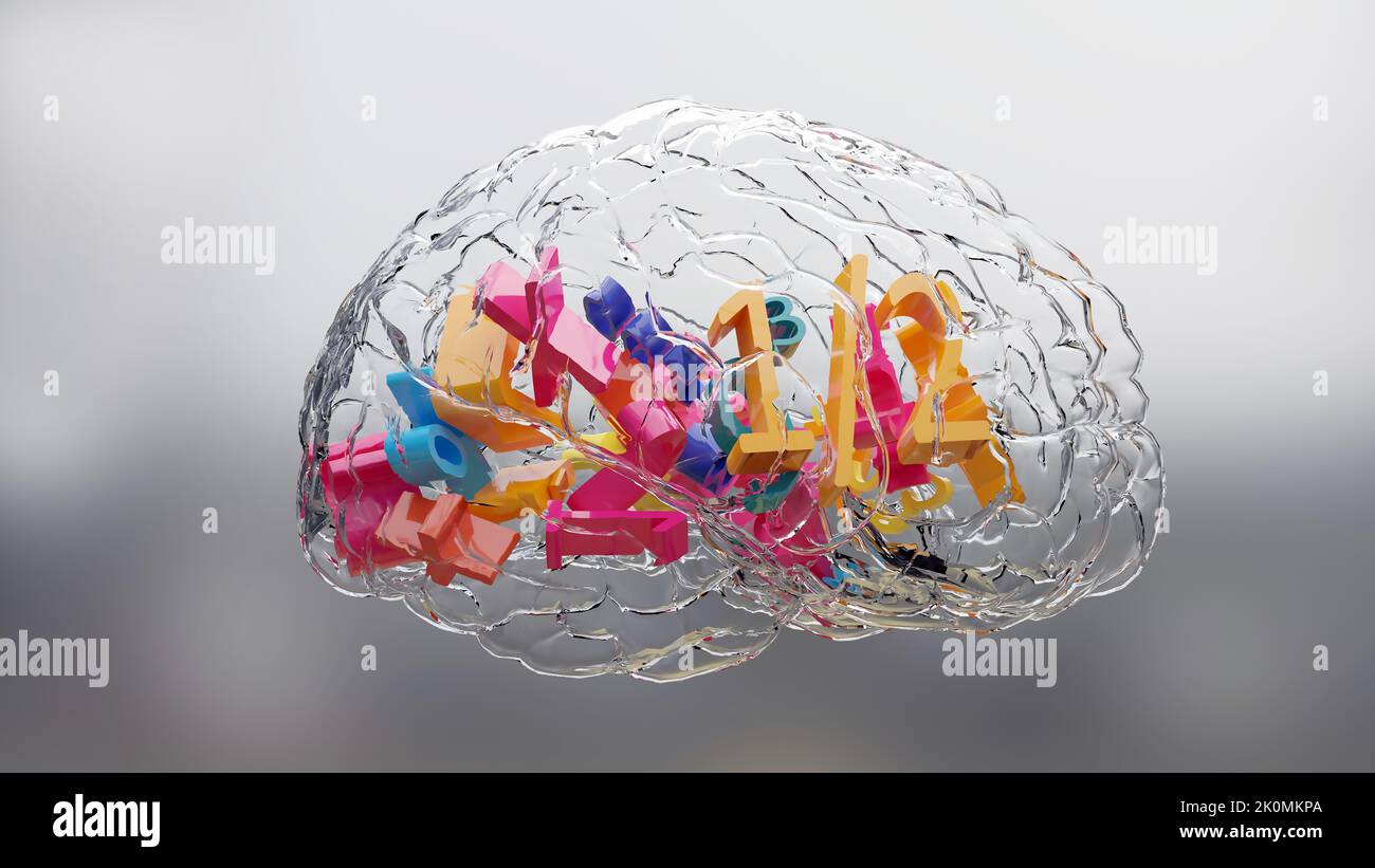 glass brain and math formulas, math and technology concept digitally ...