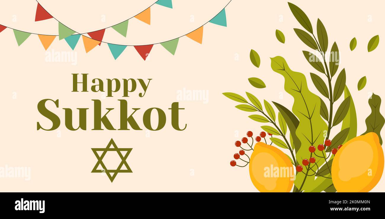 flat design happy sukkot banner illustration Stock Vector Image & Art ...