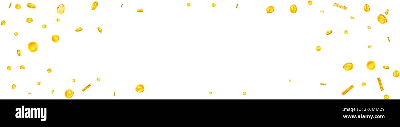 Indian rupee coins falling. Scattered gold INR coins. India money ...