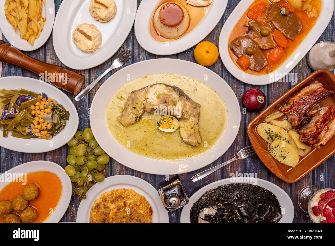 Recipes of typical Spanish dishes and tapas with potato omelette, squid ...