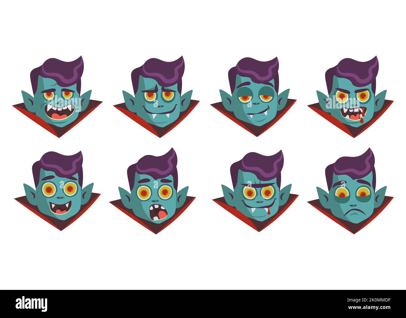 halloween illustration vector vampire emotions minimal set Stock Vector ...
