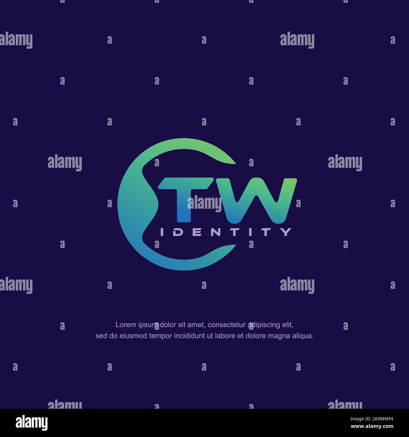 TW Initial letter circular line logo template vector with gradient ...