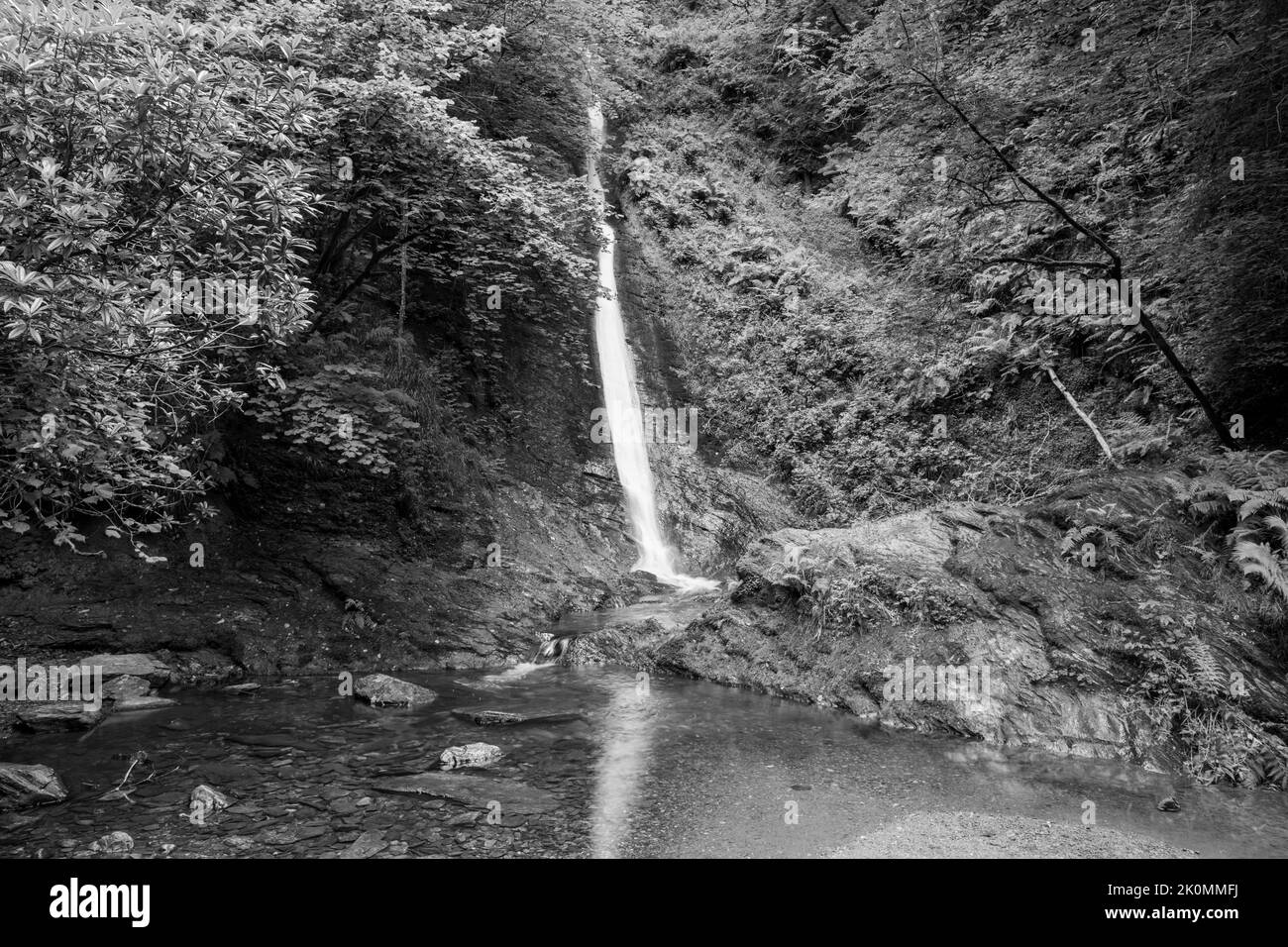 Long exposure of the White Lady waterfall on the river Lyd at Lyford ...