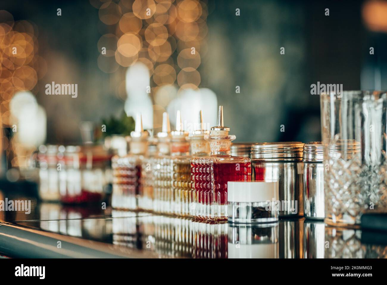 The barman's table with alcohol drinks Stock Photo - Alamy
