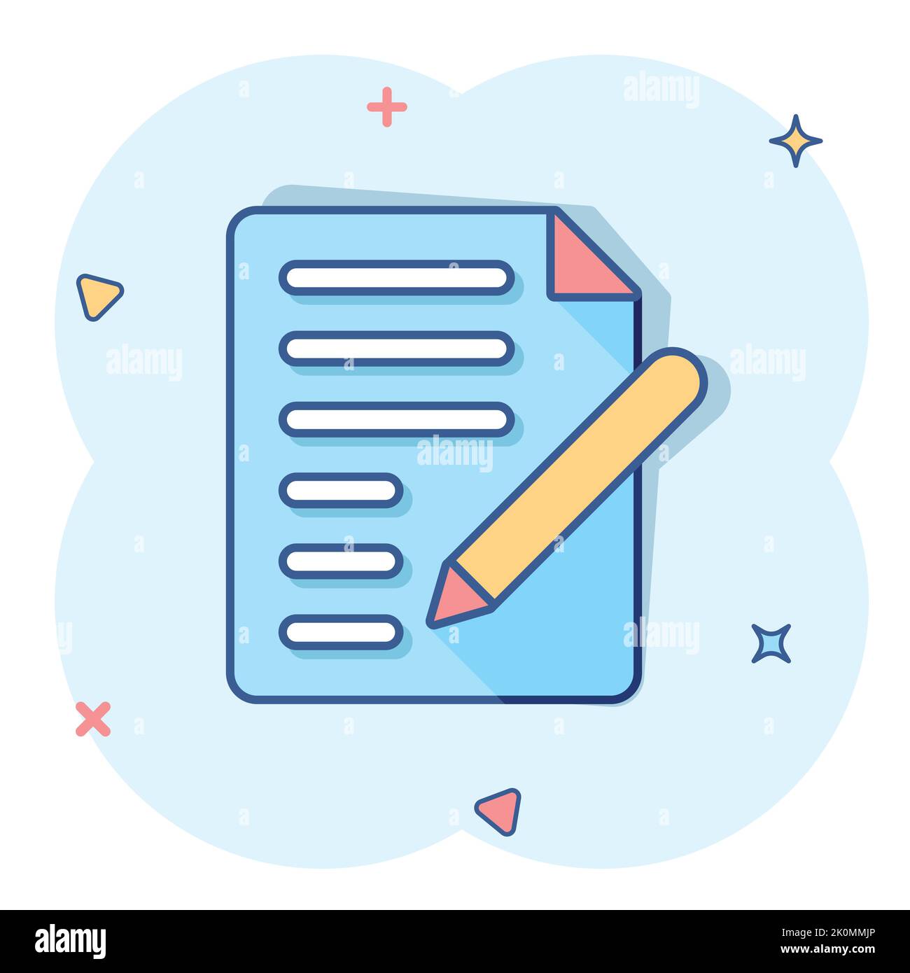 Document note icon in comic style. Paper sheet vector cartoon ...