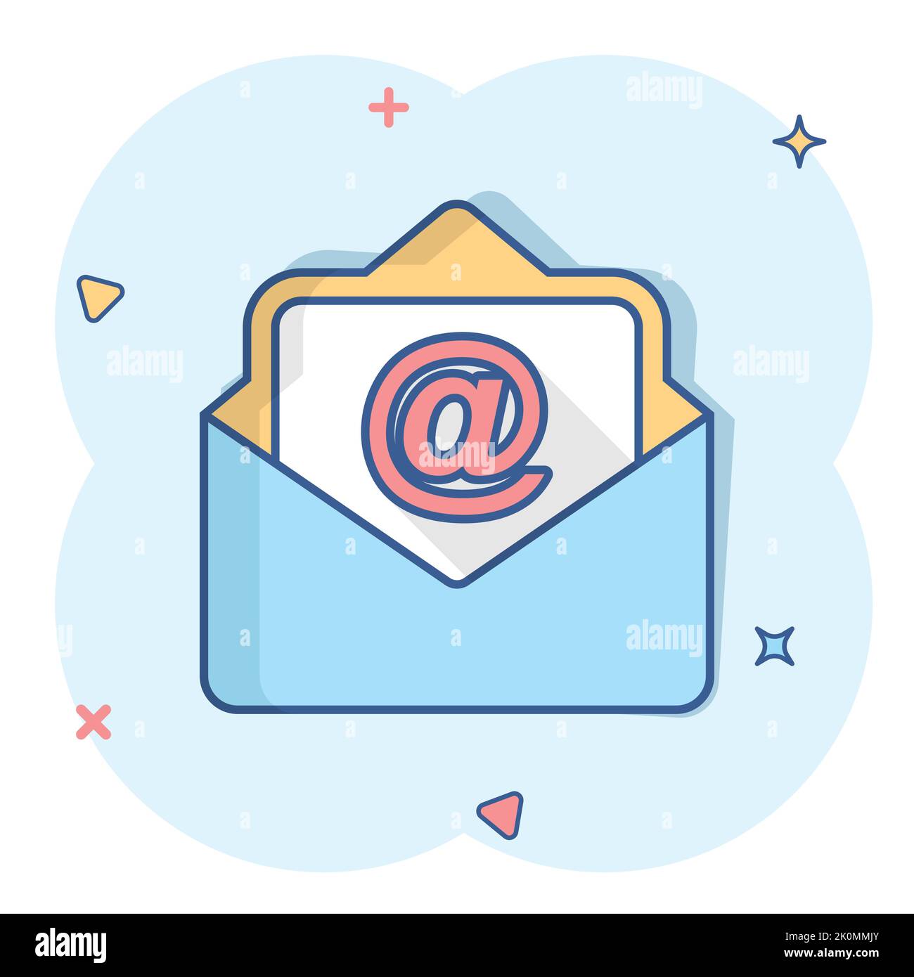 Mail envelope icon in comic style. Email message vector cartoon ...