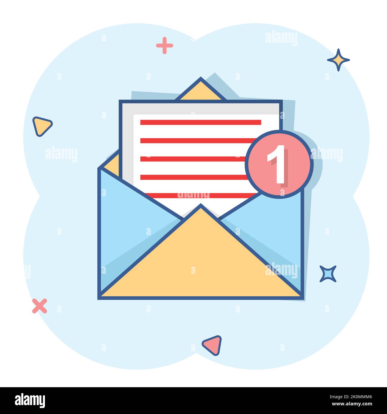 Mail envelope icon in comic style. Email message vector cartoon ...