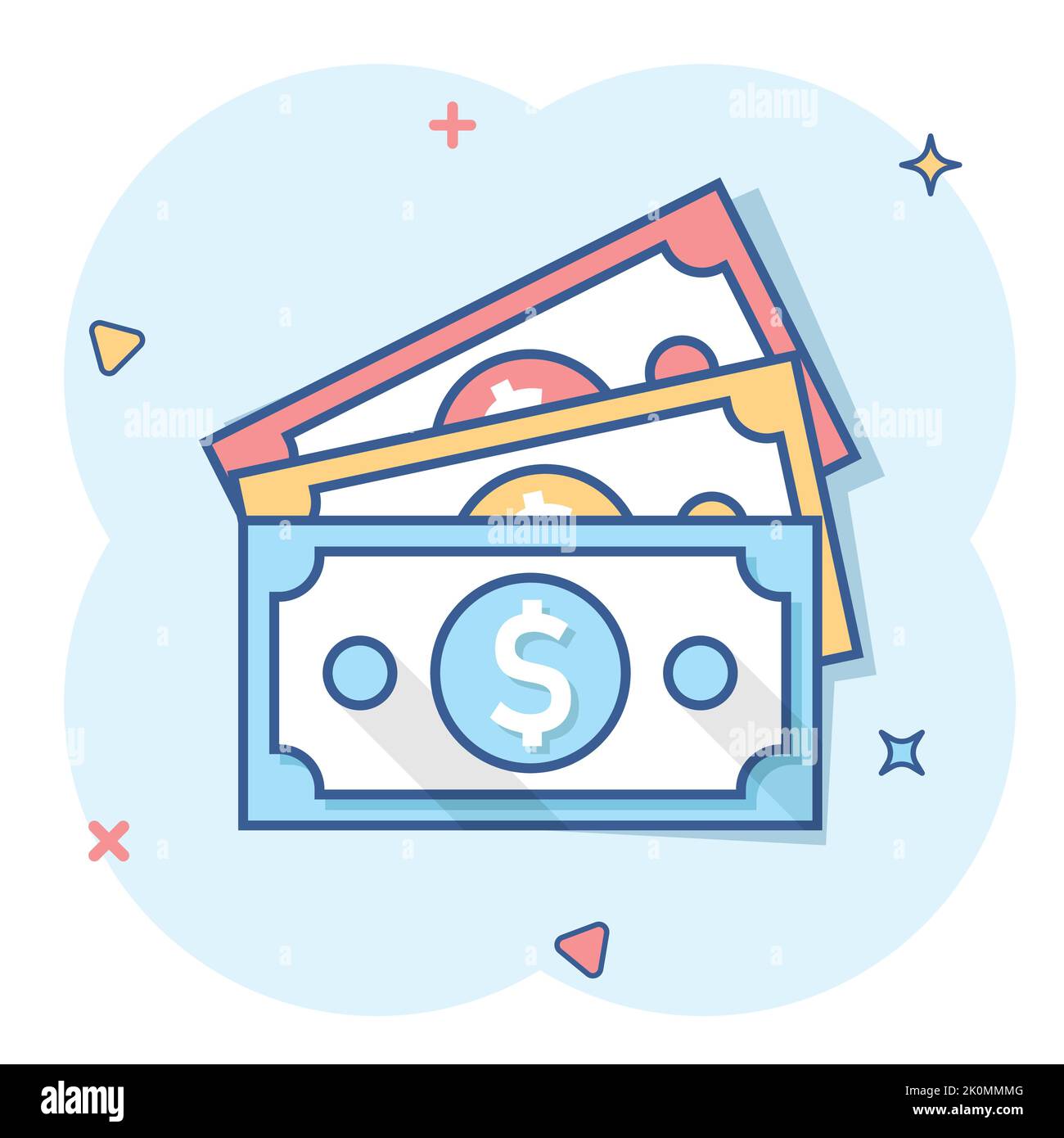 Dollar currency banknote icon in comic style. Dollar cash vector ...