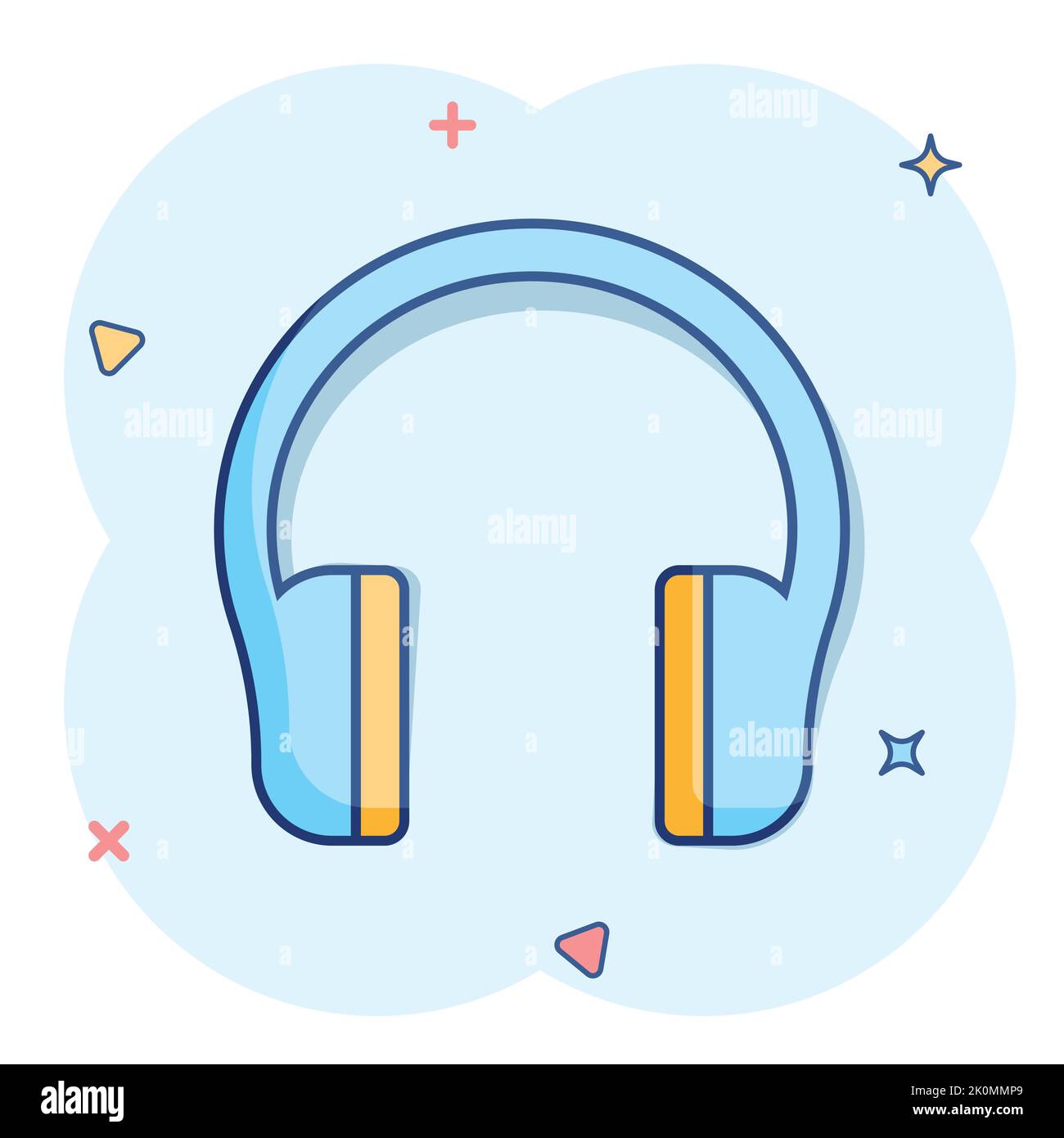 Headphone headset icon in comic style. Headphones vector cartoon ...