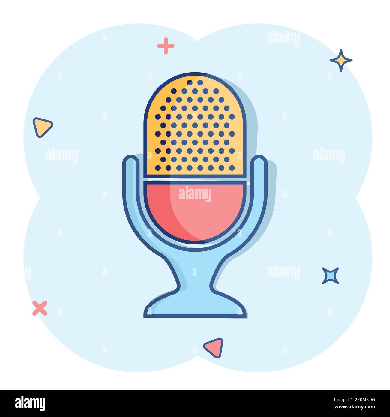 Microphone icon in comic style. Mic broadcast vector cartoon ...