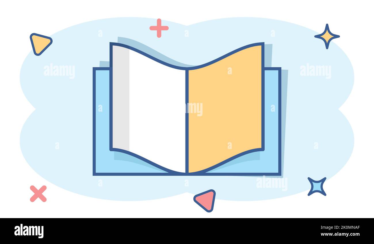 Book education icon in comic style. Literature magazine vector cartoon ...