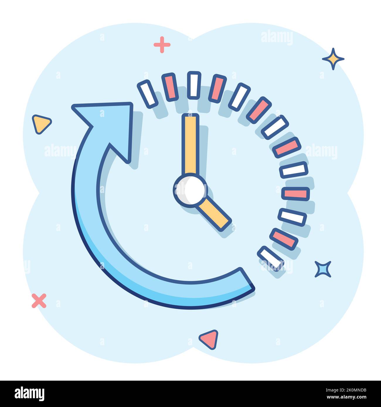 Clock countdown icon in comic style. Time chronometer vector cartoon ...