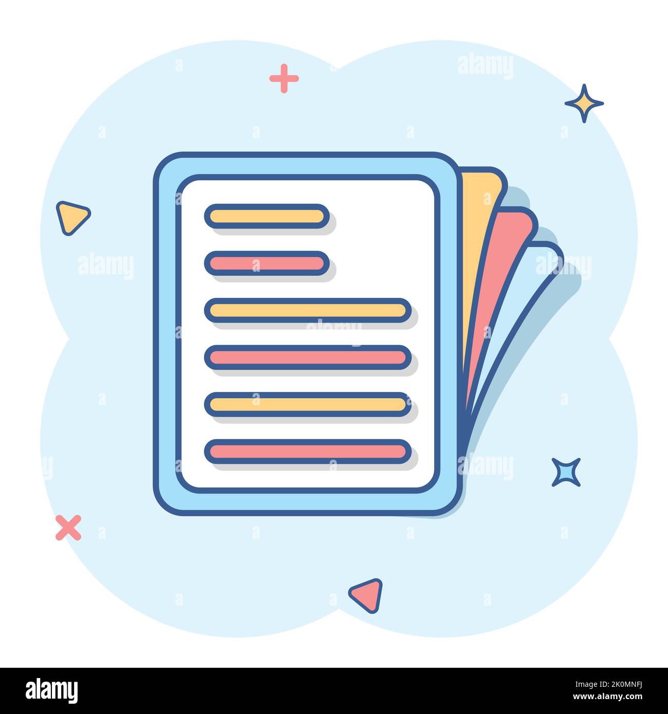 Document note icon in comic style. Paper sheet vector cartoon ...