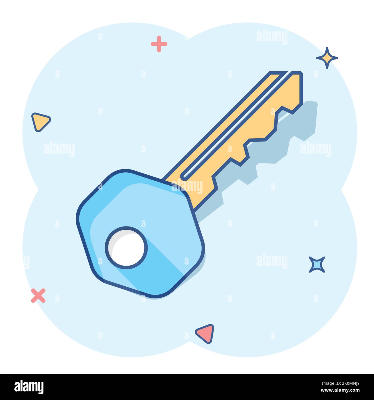 Key icon in comic style. Access login vector cartoon illustration ...