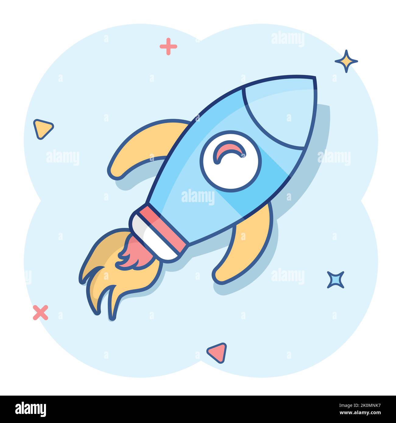 Rocket space ship icon in comic style. Spaceship vector cartoon ...