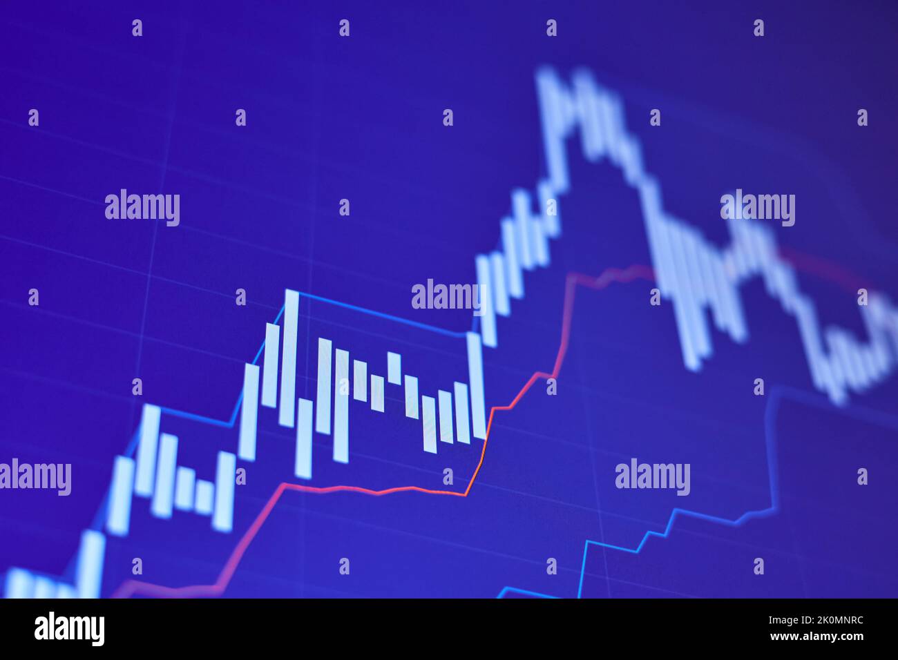 Rising stock market chart on blue background Stock Photo - Alamy