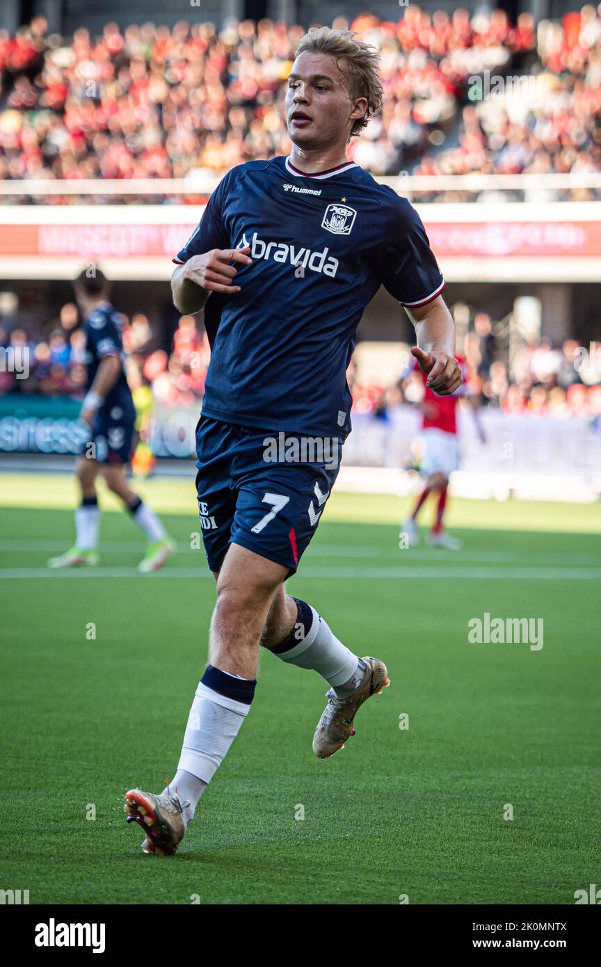 Silkeborg, Denmark. 11th, September 2022. Mads Emil Madsen (7) of AGF ...
