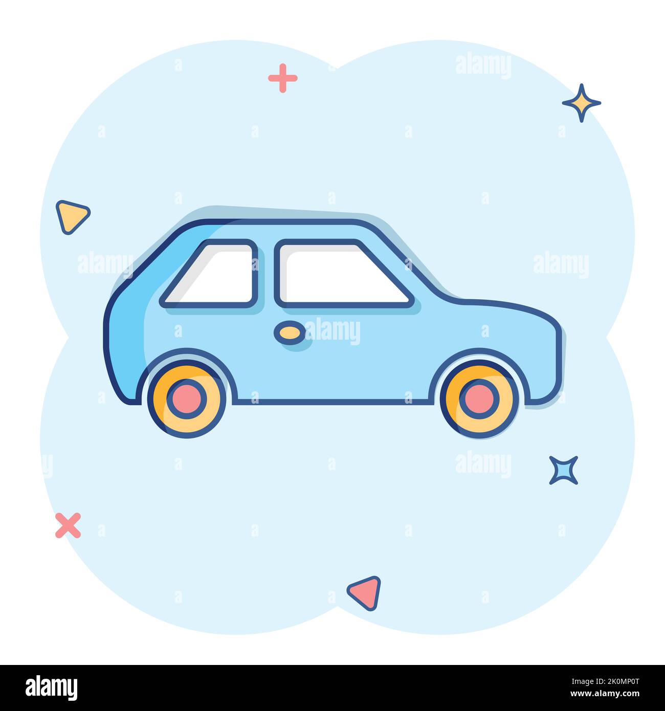 Car icon in comic style. Automobile car vector cartoon illustration ...
