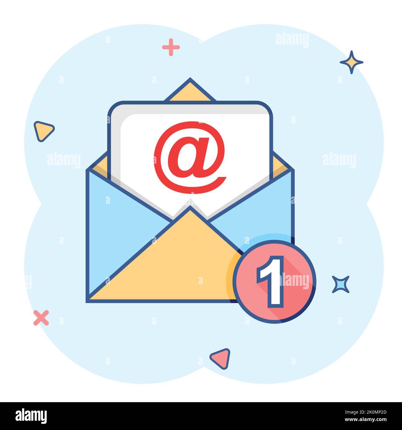Mail envelope icon in comic style. Email message vector cartoon ...