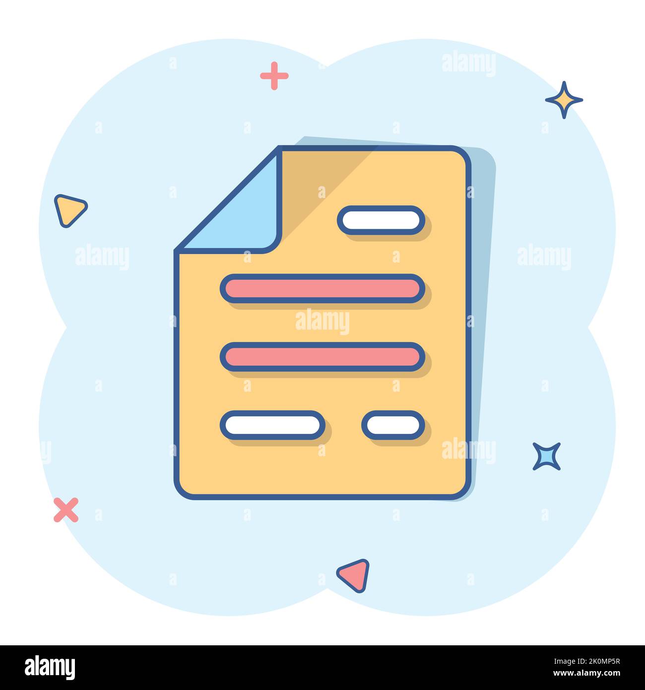 Document note icon in comic style. Paper sheet vector cartoon ...