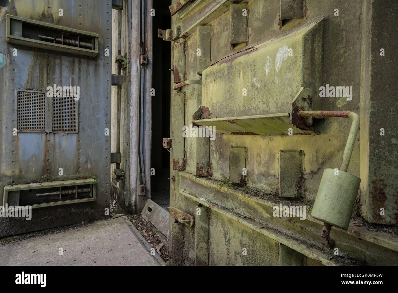 door of a military storage bunker building Stock Photo - Alamy