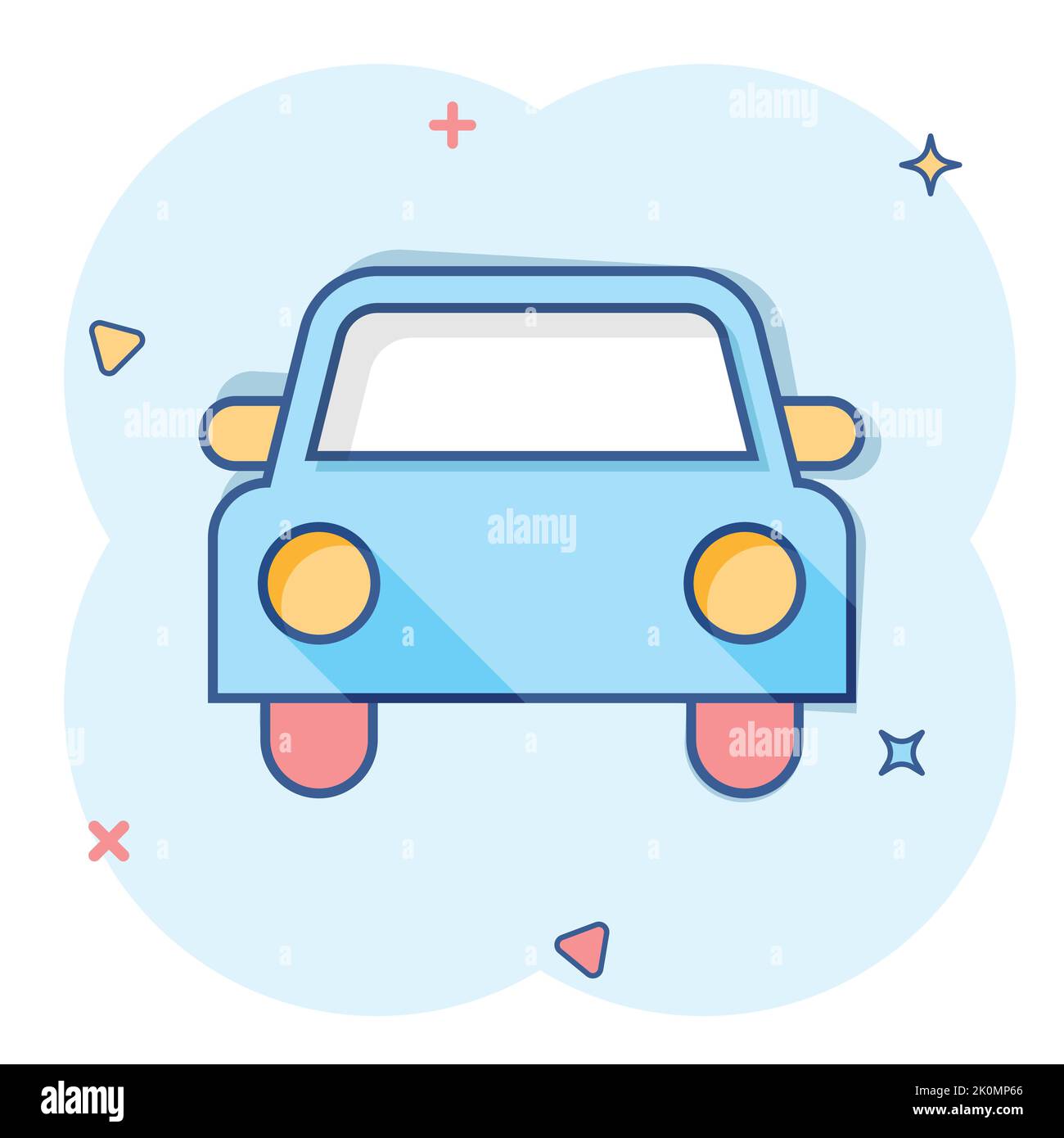 Car icon in comic style. Automobile car vector cartoon illustration ...