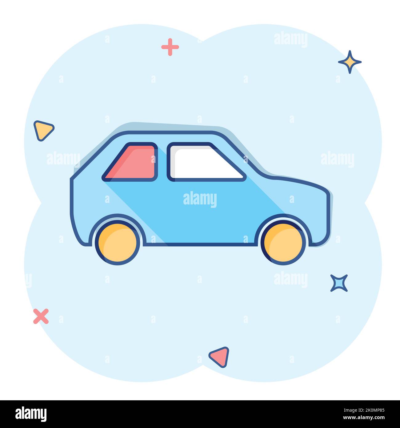 Car icon in comic style. Automobile car vector cartoon illustration ...