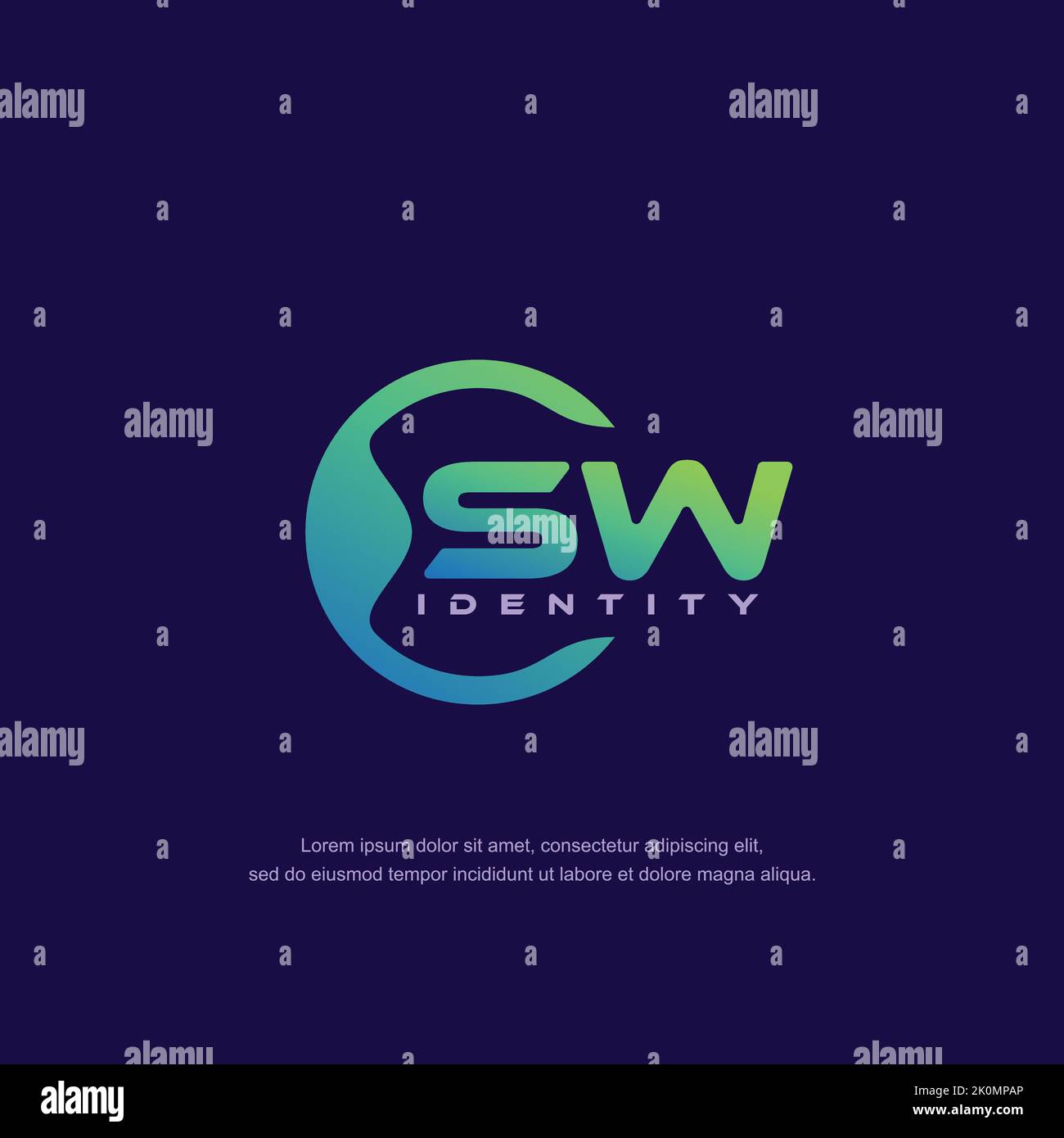 SW Initial letter circular line logo template vector with gradient ...