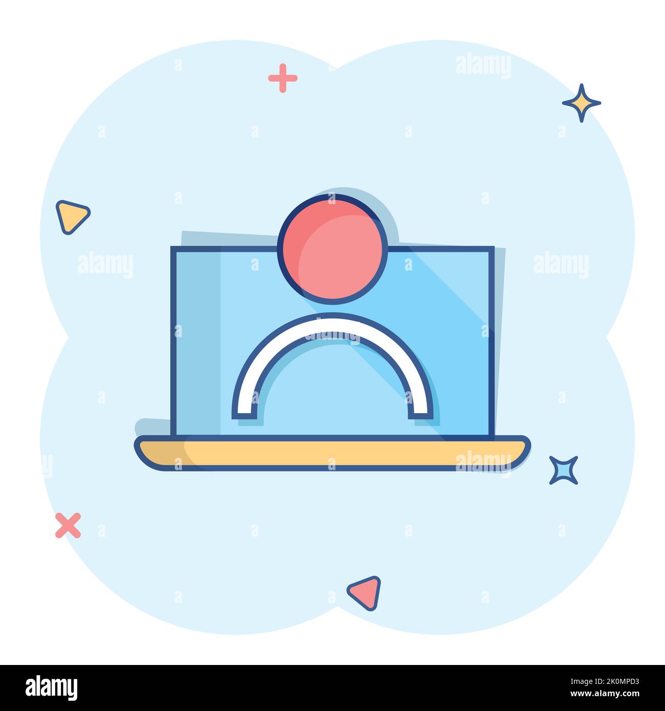 Online training process icon in comic style. Webinar seminar vector ...