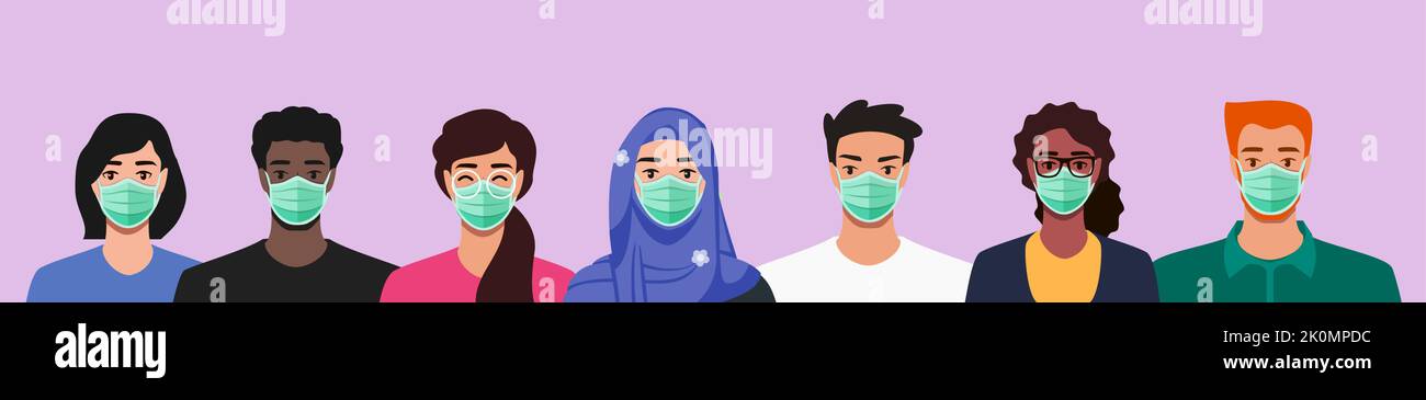 Group of Multicultural Ethnic People Wearing Face Mask to Prevent ...