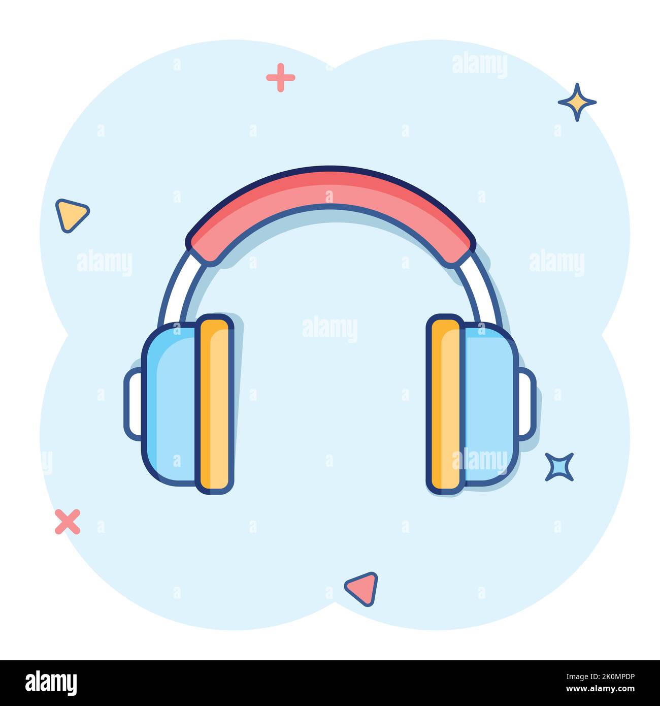 Headphone headset icon in comic style. Headphones vector cartoon ...