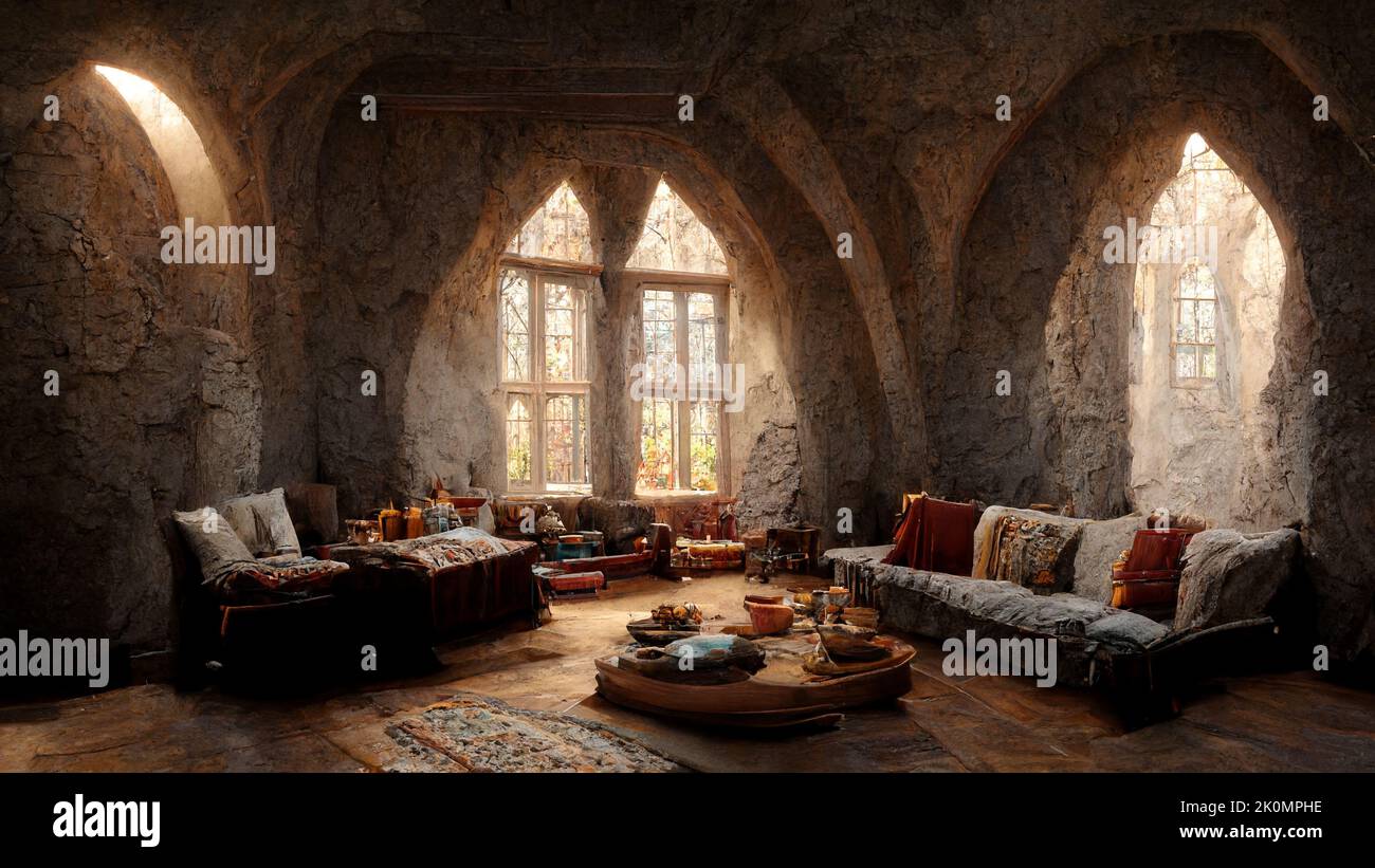 Interior castle illustration hi-res stock photography and images - Alamy