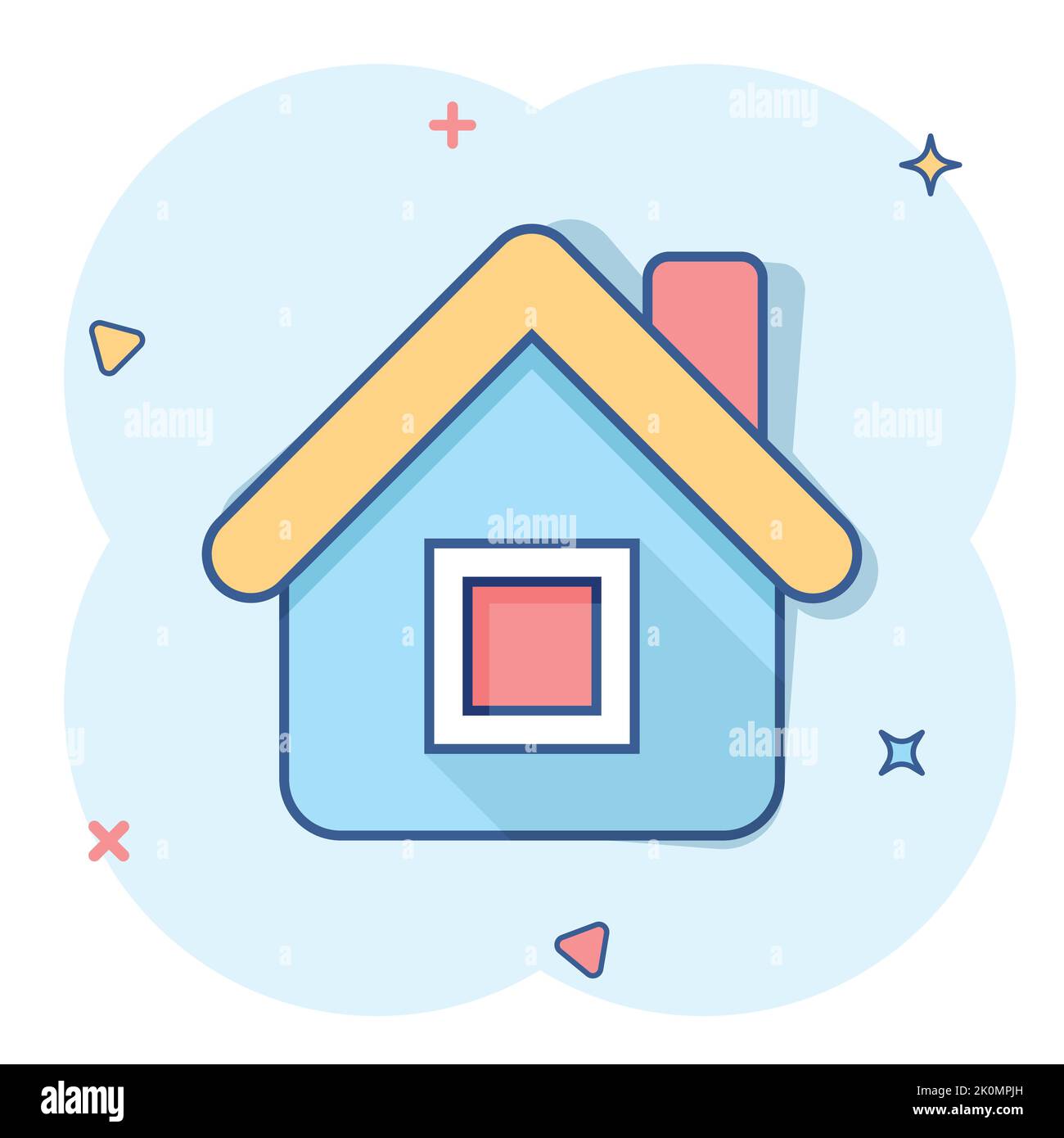 House building icon in comic style. Home apartment vector cartoon ...