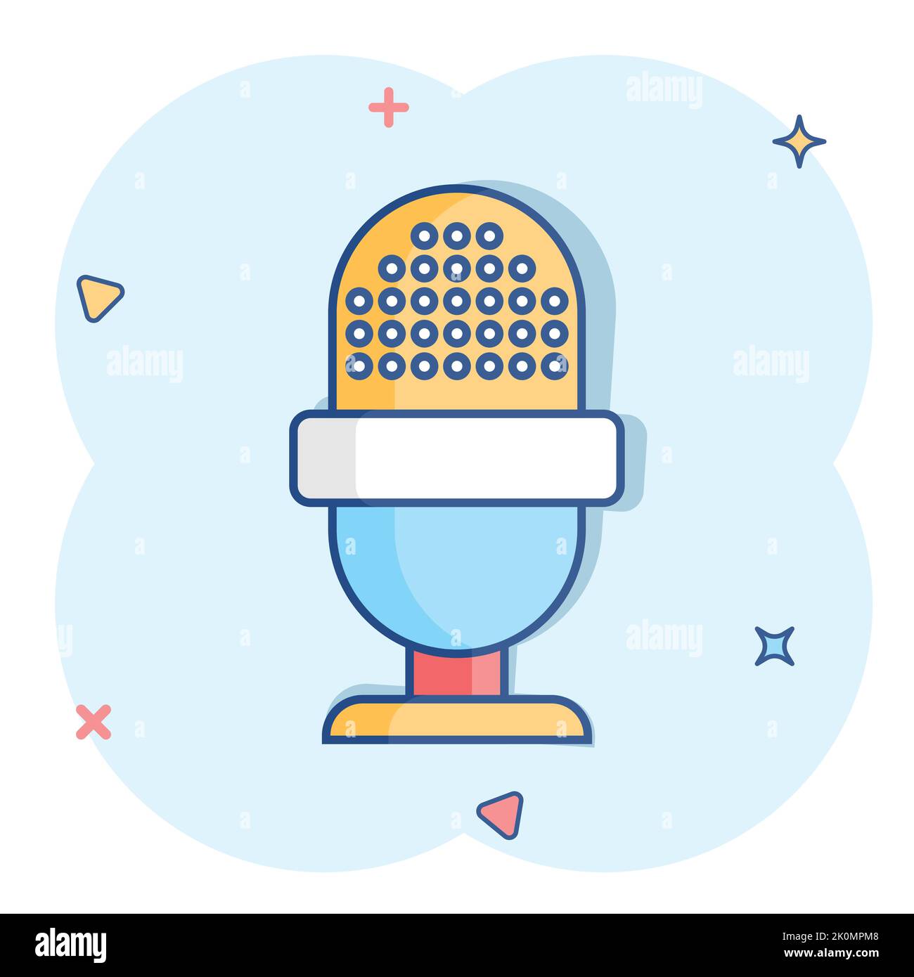 Microphone icon in comic style. Mic broadcast vector cartoon ...
