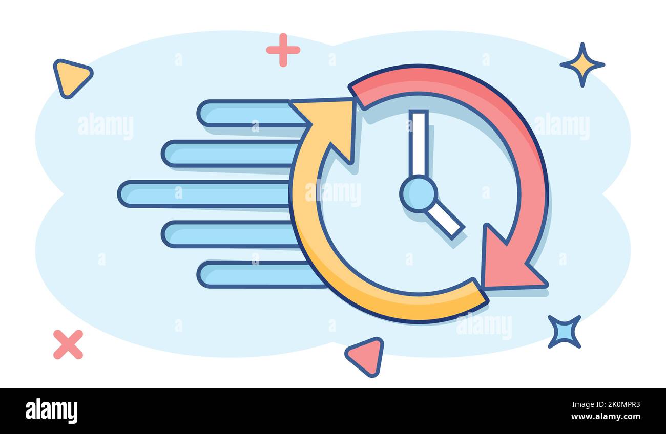 Clock countdown icon in comic style. Time chronometer vector cartoon ...