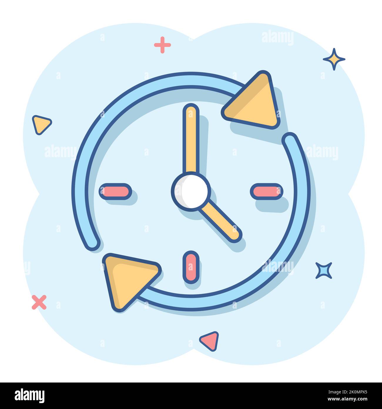 Clock countdown icon in comic style. Time chronometer vector cartoon ...