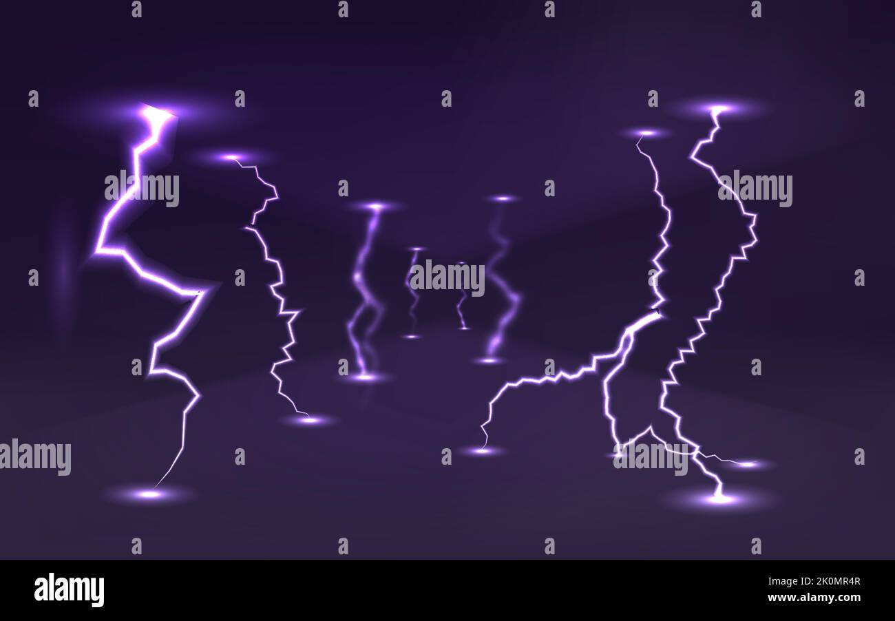 Storm lightning in black sky Stock Vector Images - Alamy