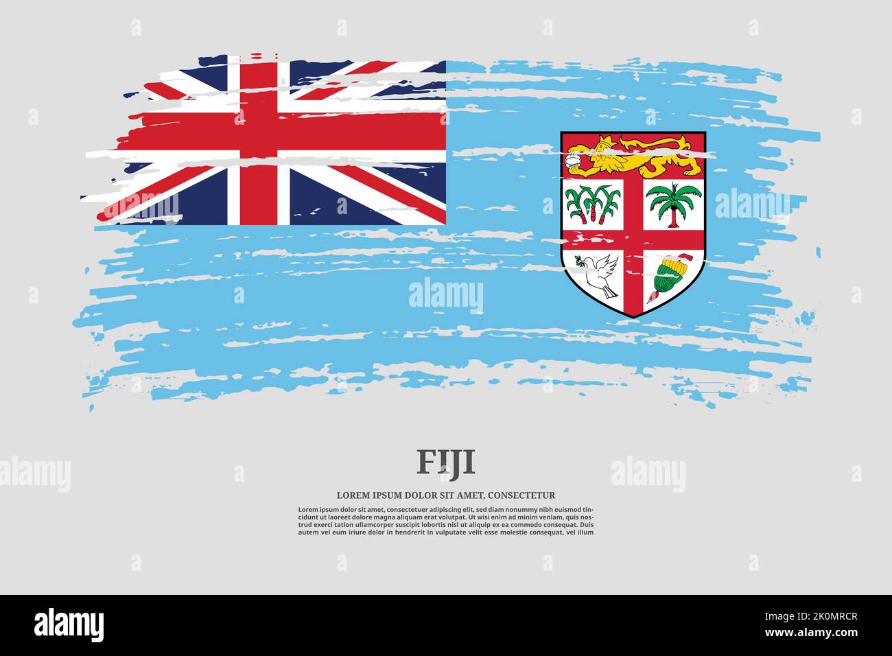 Fiji flag with brush stroke effect and information text poster, vector ...
