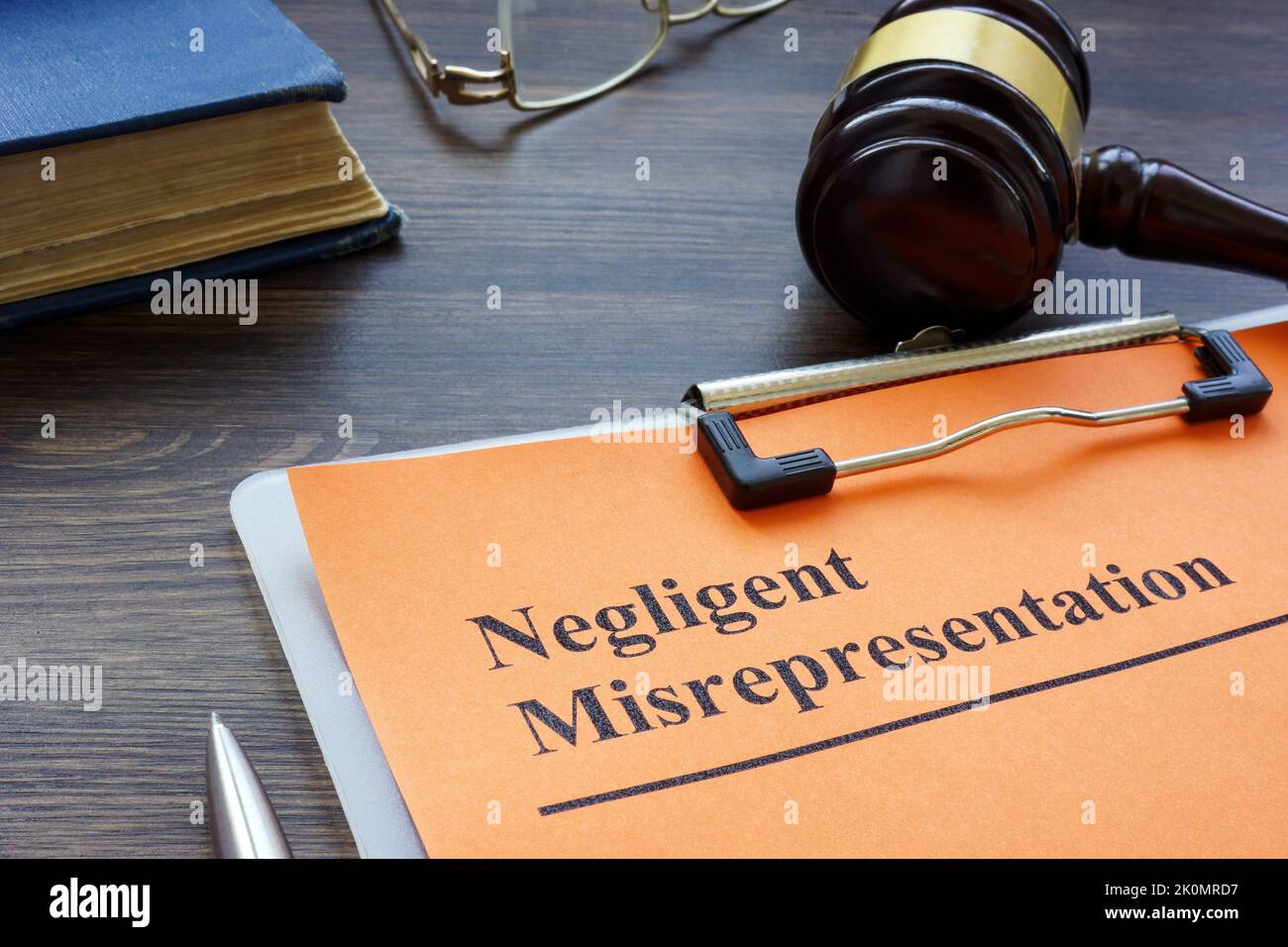 Document about Negligent misrepresentation and a gavel Stock Photo - Alamy