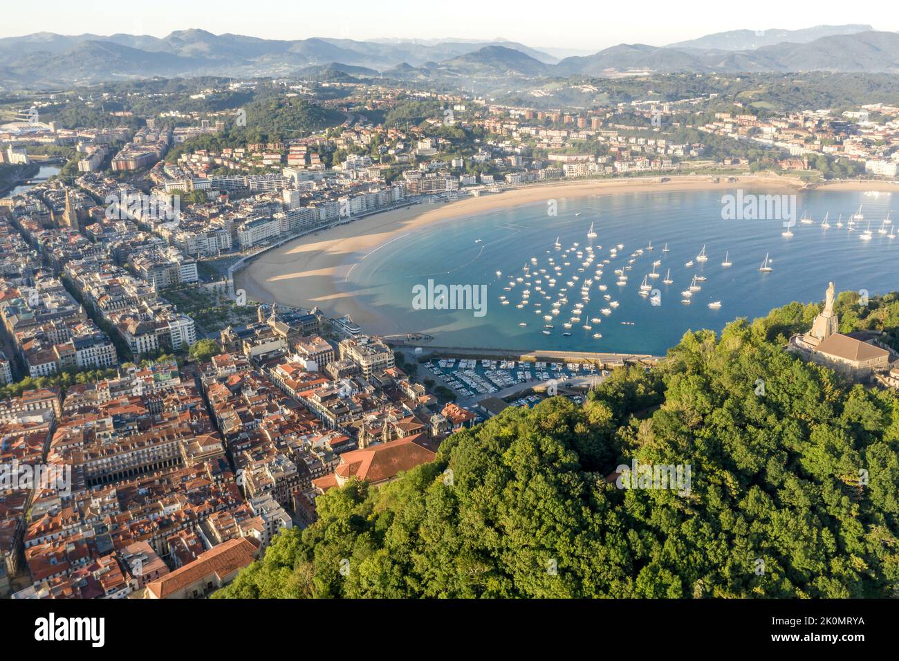 Aerial perspective of Donostia - San Sebastian city. Panoramic view of ...